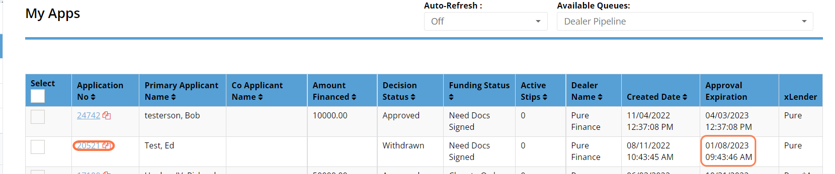 How to renew an expired application?